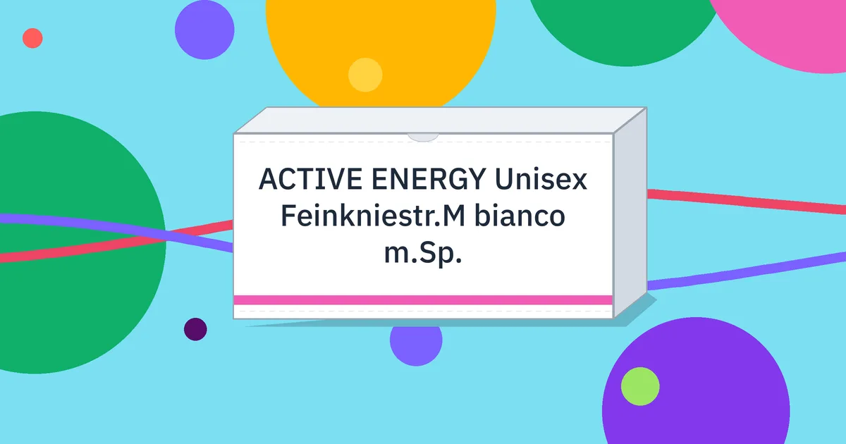 Symbolbild: Packung mit der Aufschrift ACTIVE ENERGY Unisex Feinkniestr.M bianco m.Sp. (PZN 06448204) – Verfügbarkeit und Bezug in Apotheken in Frankfurt am Main