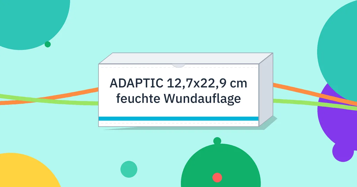 Symbolbild: Packung mit der Aufschrift ADAPTIC 12,7x22,9 cm feuchte Wundauflage (PZN 18187714) – Verfügbarkeit und Bezug in Apotheken in Frankfurt am Main