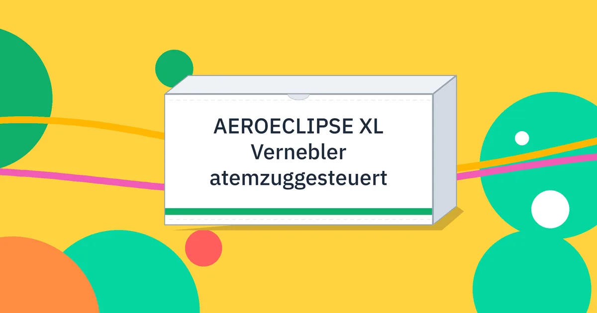 Symbolbild: Packung mit der Aufschrift AEROECLIPSE XL Vernebler atemzuggesteuert (PZN 10525790) – Verfügbarkeit und Bezug in Apotheken in Frankfurt am Main