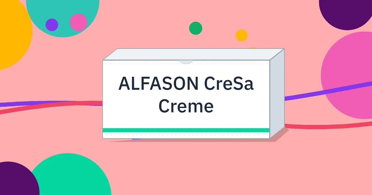 Symbolbild: Packung mit der Aufschrift ALFASON CreSa Creme (PZN 02387486) – Verfügbarkeit und Bezug in Apotheken in Frankfurt am Main