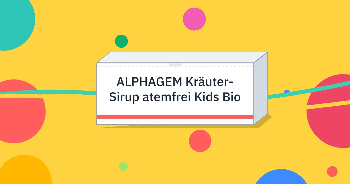 Symbolbild: Packung mit der Aufschrift ALPHAGEM Kräuter-Sirup atemfrei Kids Bio (PZN 20298378) – Verfügbarkeit und Bezug in Apotheken in Frankfurt am Main