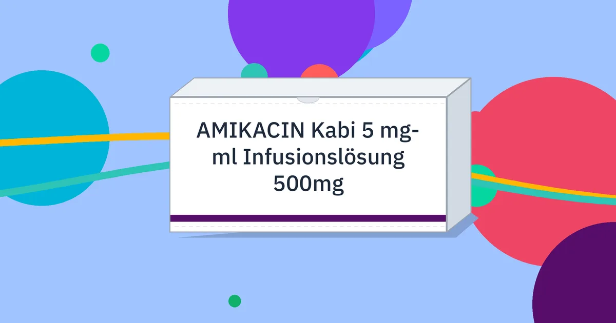 Symbolbild: Packung mit der Aufschrift AMIKACIN Kabi 5 mg-ml Infusionslösung 500mg (PZN 17185191) – Verfügbarkeit und Bezug in Apotheken in Frankfurt am Main