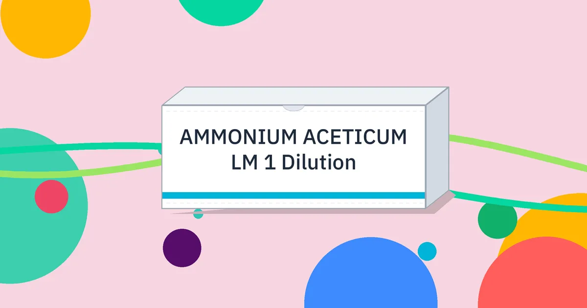 Symbolbild: Packung mit der Aufschrift AMMONIUM ACETICUM LM 1 Dilution (PZN 13319329) – Verfügbarkeit und Bezug in Apotheken in Frankfurt am Main