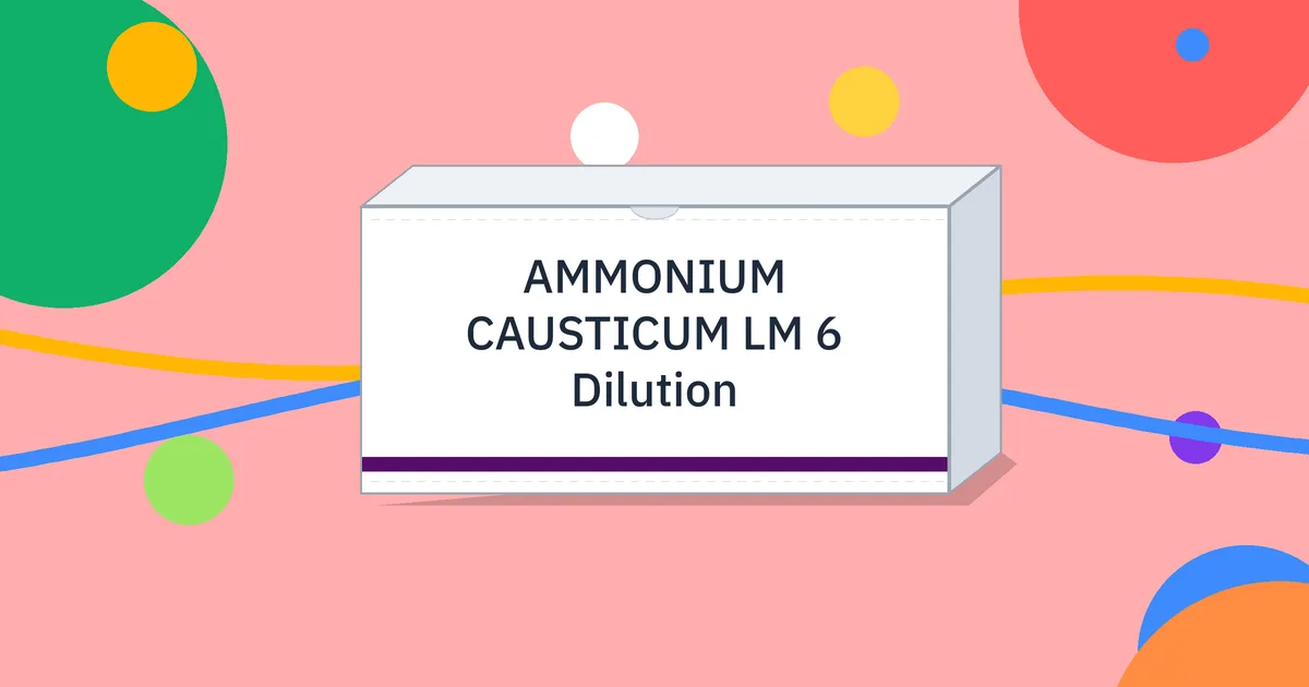 Symbolbild: Packung mit der Aufschrift AMMONIUM CAUSTICUM LM 6 Dilution (PZN 13320798) – Verfügbarkeit und Bezug in Apotheken in Frankfurt am Main