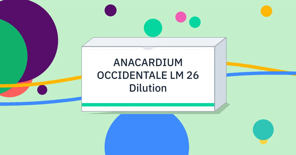 Symbolbild: Packung mit der Aufschrift ANACARDIUM OCCIDENTALE LM 26 Dilution (PZN 13327582) – Verfügbarkeit und Bezug in Apotheken in Frankfurt am Main
