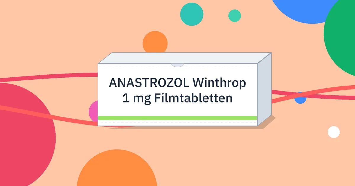 Symbolbild: Packung mit der Aufschrift ANASTROZOL Winthrop 1 mg Filmtabletten (PZN 06816607) – Verfügbarkeit und Bezug in Apotheken in Frankfurt am Main