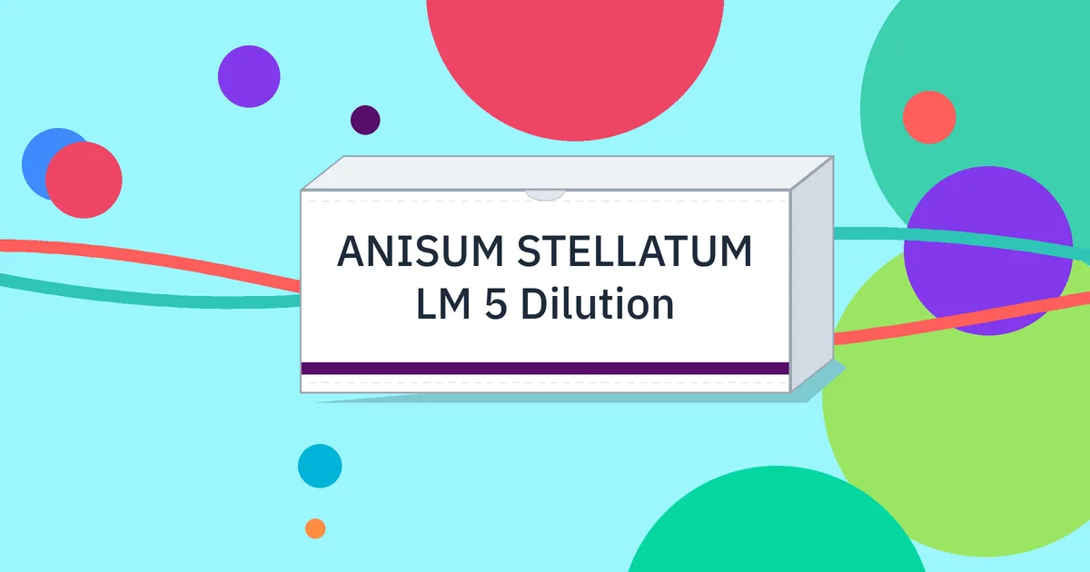Symbolbild: Packung mit der Aufschrift ANISUM STELLATUM LM 5 Dilution (PZN 13369273) – Verfügbarkeit und Bezug in Apotheken in Frankfurt am Main