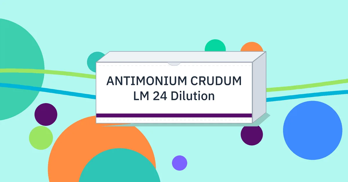 Symbolbild: Packung mit der Aufschrift ANTIMONIUM CRUDUM LM 24 Dilution (PZN 12763921) – Verfügbarkeit und Bezug in Apotheken in Frankfurt am Main