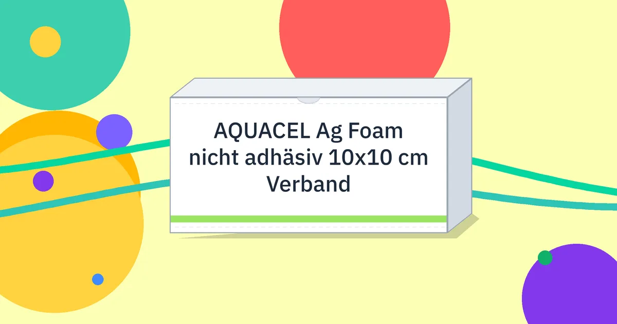 Symbolbild: Packung mit der Aufschrift AQUACEL Ag Foam nicht adhäsiv 10x10 cm Verband (PZN 16594964) – Verfügbarkeit und Bezug in Apotheken in Frankfurt am Main