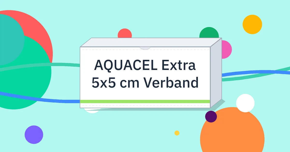 Symbolbild: Packung mit der Aufschrift AQUACEL Extra 5x5 cm Verband (PZN 09935413) – Verfügbarkeit und Bezug in Apotheken in Frankfurt am Main