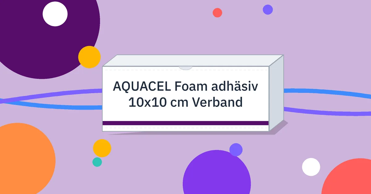 Symbolbild: Packung mit der Aufschrift AQUACEL Foam adhäsiv 10x10 cm Verband (PZN 16942750) – Verfügbarkeit und Bezug in Apotheken in Frankfurt am Main