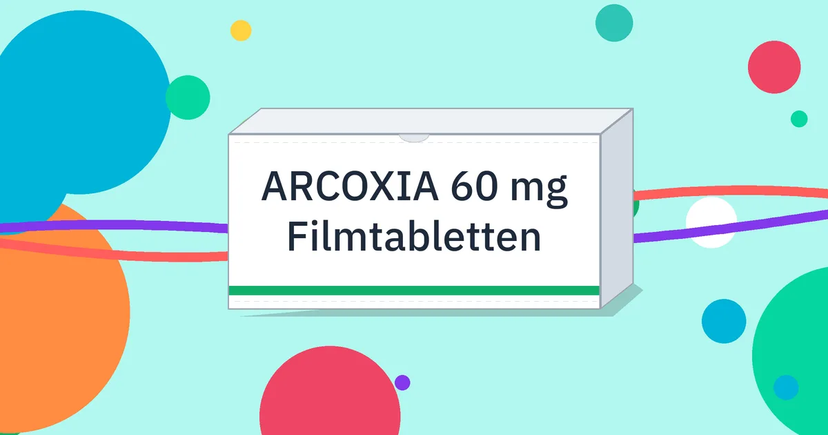 Symbolbild: Packung mit der Aufschrift ARCOXIA 60 mg Filmtabletten (PZN 06706439) – Verfügbarkeit und Bezug in Apotheken in Frankfurt am Main