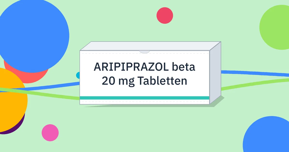 Symbolbild: Packung mit der Aufschrift ARIPIPRAZOL beta 20 mg Tabletten (PZN 10784505) – Verfügbarkeit und Bezug in Apotheken in Frankfurt am Main