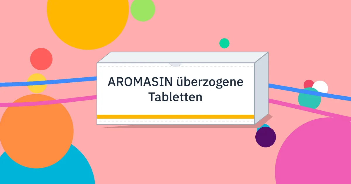 Symbolbild: Packung mit der Aufschrift AROMASIN überzogene Tabletten (PZN 09155046) – Verfügbarkeit und Bezug in Apotheken in Frankfurt am Main