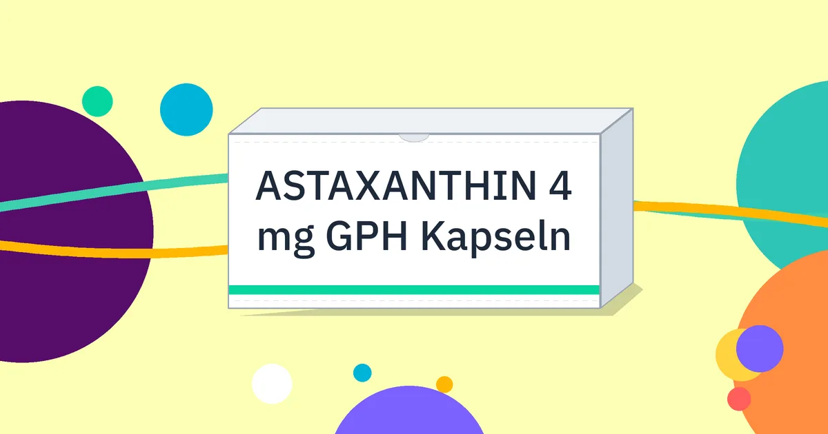 Symbolbild: Packung mit der Aufschrift ASTAXANTHIN 4 mg GPH Kapseln (PZN 04699416) – Verfügbarkeit und Bezug in Apotheken in Frankfurt am Main