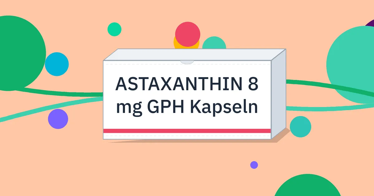 Symbolbild: Packung mit der Aufschrift ASTAXANTHIN 8 mg GPH Kapseln (PZN 16514770) – Verfügbarkeit und Bezug in Apotheken in Frankfurt am Main