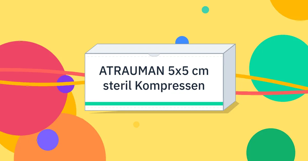 Symbolbild: Packung mit der Aufschrift ATRAUMAN 5x5 cm steril Kompressen (PZN 16123325) – Verfügbarkeit und Bezug in Apotheken in Frankfurt am Main