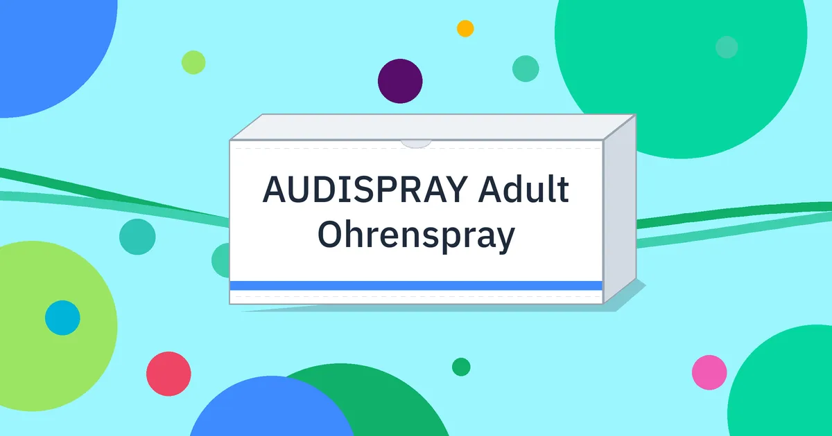 Symbolbild: Packung mit der Aufschrift AUDISPRAY Adult Ohrenspray (PZN 17971156) – Verfügbarkeit und Bezug in Apotheken in Frankfurt am Main