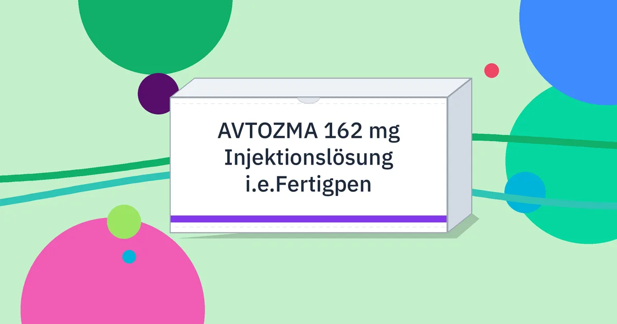 Symbolbild: Packung mit der Aufschrift AVTOZMA 162 mg Injektionslösung i.e.Fertigpen (PZN 20617346) – Verfügbarkeit und Bezug in Apotheken in Frankfurt am Main