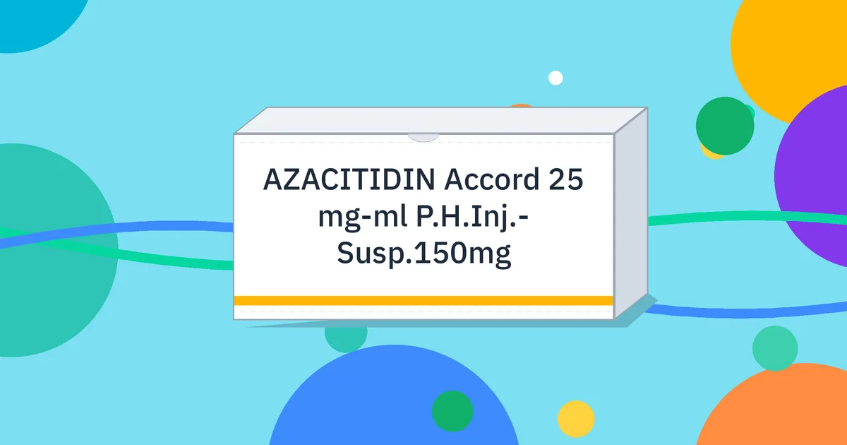 Symbolbild: Packung mit der Aufschrift AZACITIDIN Accord 25 mg-ml P.H.Inj.-Susp.150mg (PZN 18446742) – Verfügbarkeit und Bezug in Apotheken in Frankfurt am Main