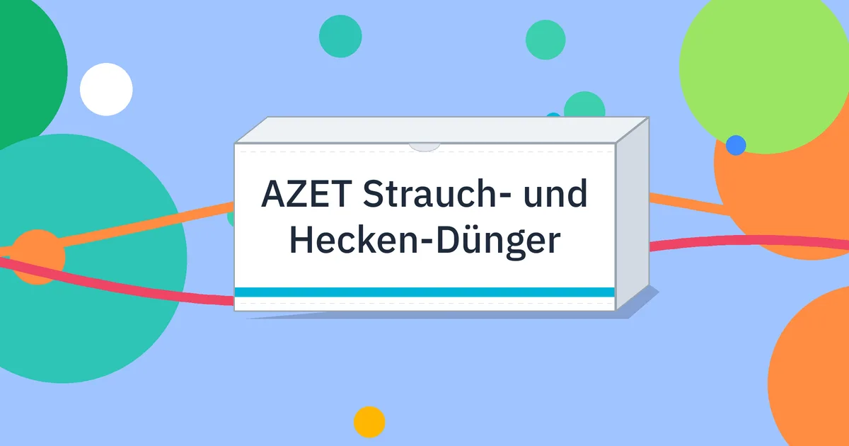 Symbolbild: Packung mit der Aufschrift AZET Strauch- und Hecken-Dünger (PZN 02646686) – Verfügbarkeit und Bezug in Apotheken in Frankfurt am Main