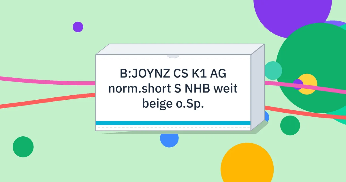 Symbolbild: Packung mit der Aufschrift B:JOYNZ CS K1 AG norm.short S NHB weit beige o.Sp. (PZN 20532839) – Verfügbarkeit und Bezug in Apotheken in Frankfurt am Main