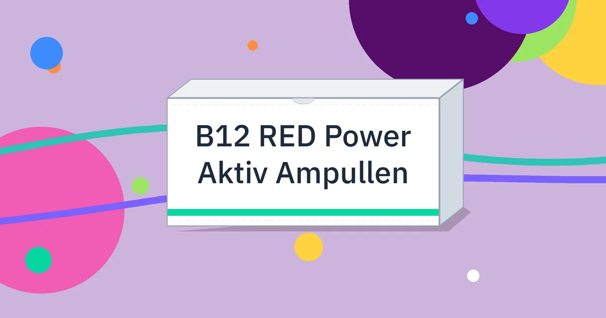 Symbolbild: Packung mit der Aufschrift B12 RED Power Aktiv Ampullen (PZN 11887532) – Verfügbarkeit und Bezug in Apotheken in Frankfurt am Main
