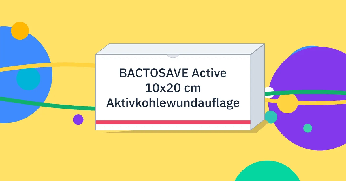 Symbolbild: Packung mit der Aufschrift BACTOSAVE Active 10x20 cm Aktivkohlewundauflage (PZN 20130236) – Verfügbarkeit und Bezug in Apotheken in Frankfurt am Main