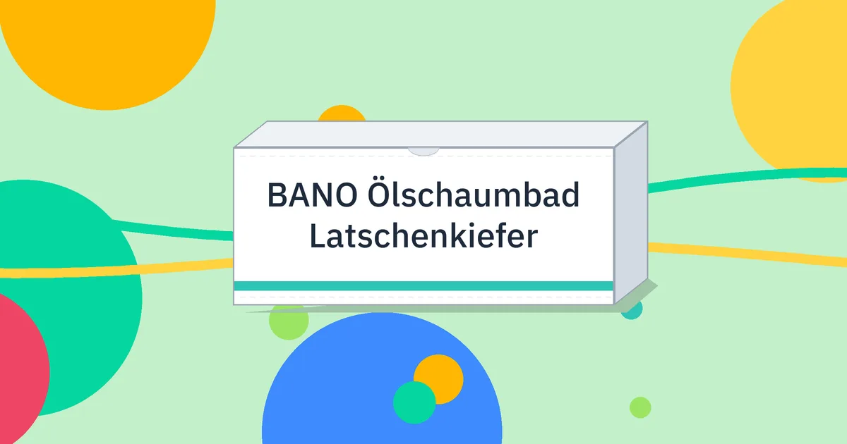 Symbolbild: Packung mit der Aufschrift BANO Ölschaumbad Latschenkiefer (PZN 20336506) – Verfügbarkeit und Bezug in Apotheken in Frankfurt am Main
