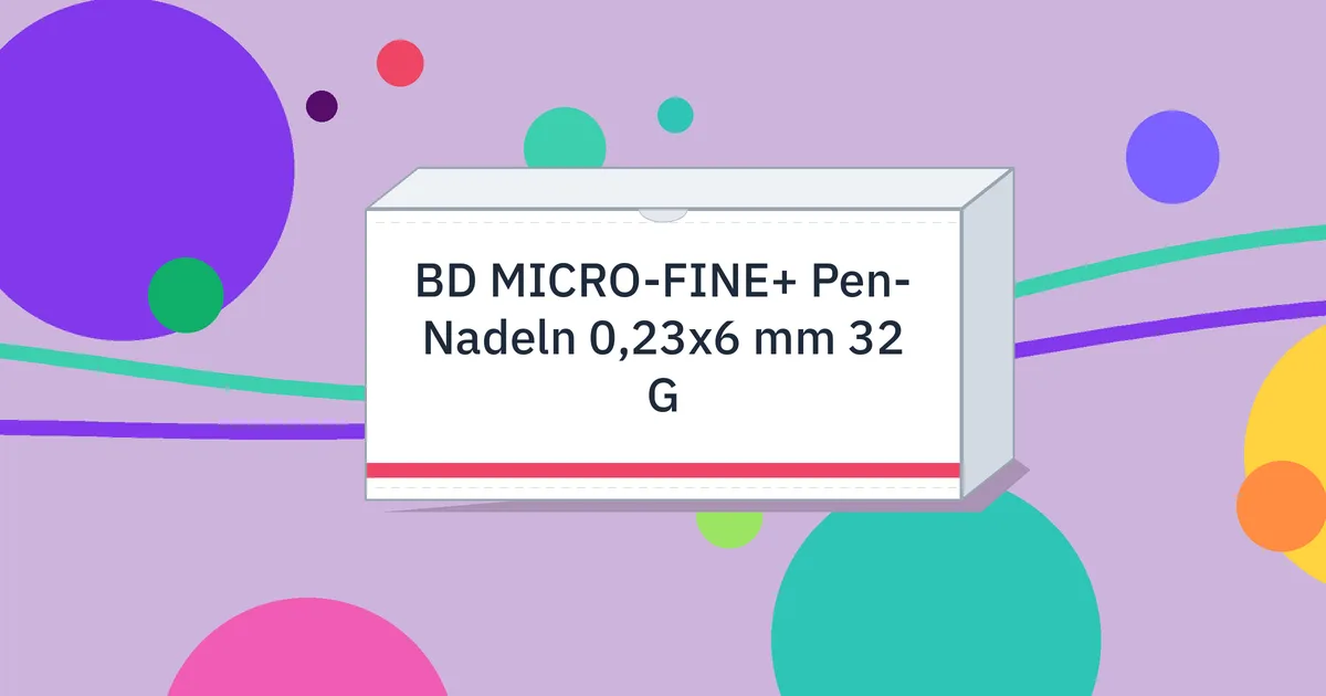 Symbolbild: Packung mit der Aufschrift BD MICRO-FINE+ Pen-Nadeln 0,23x6 mm 32 G (PZN 19711436) – Verfügbarkeit und Bezug in Apotheken in Frankfurt am Main
