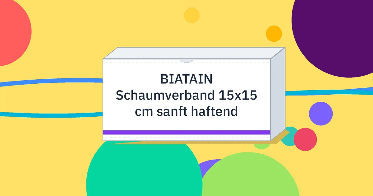 Symbolbild: Packung mit der Aufschrift BIATAIN Schaumverband 15x15 cm sanft haftend (PZN 19123001) – Verfügbarkeit und Bezug in Apotheken in Frankfurt am Main