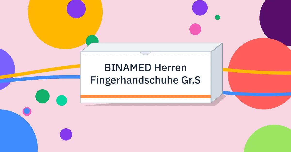 Symbolbild: Packung mit der Aufschrift BINAMED Herren Fingerhandschuhe Gr.S (PZN 03838212) – Verfügbarkeit und Bezug in Apotheken in Frankfurt am Main