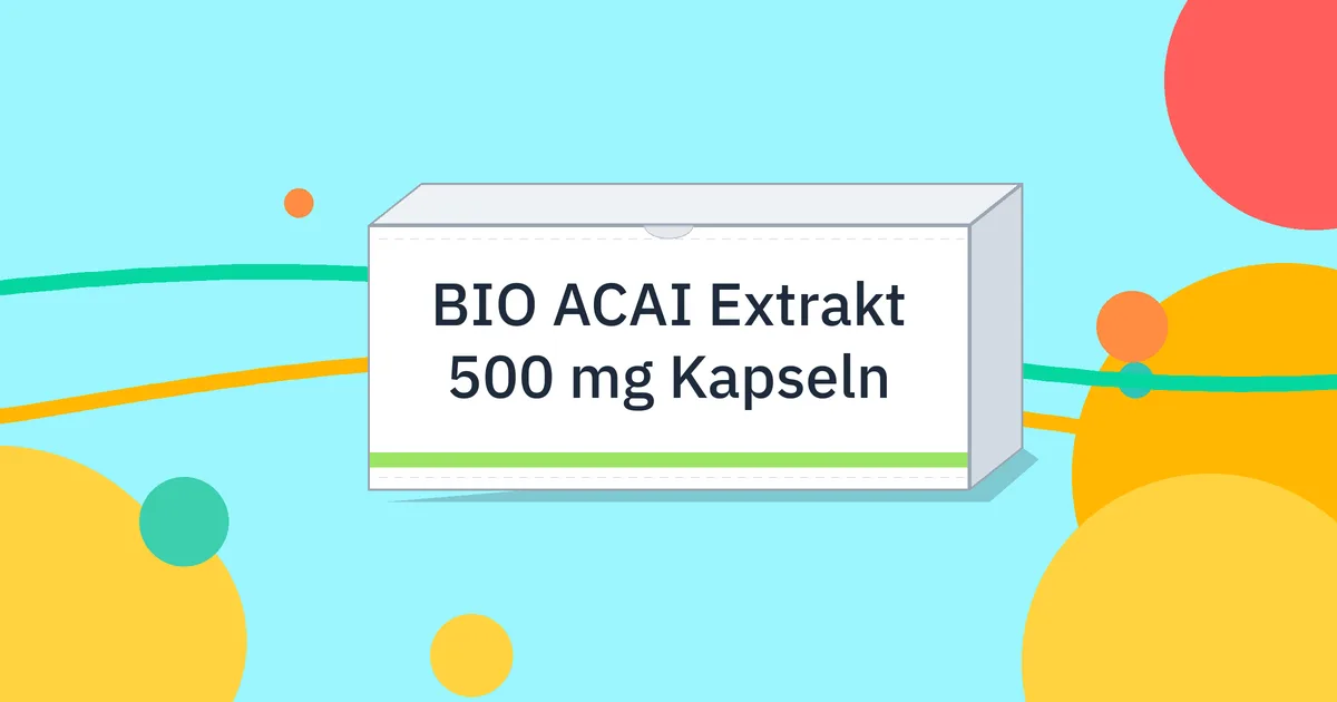 Symbolbild: Packung mit der Aufschrift BIO ACAI Extrakt 500 mg Kapseln (PZN 09462854) – Verfügbarkeit und Bezug in Apotheken in Frankfurt am Main