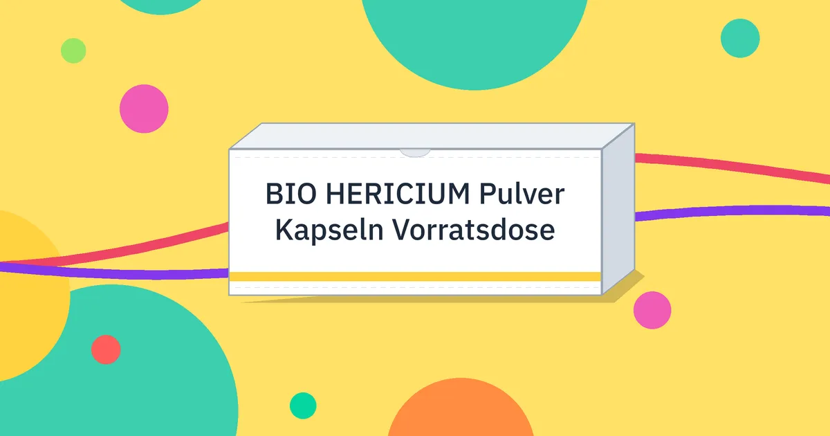 Symbolbild: Packung mit der Aufschrift BIO HERICIUM Pulver Kapseln Vorratsdose (PZN 17829990) – Verfügbarkeit und Bezug in Apotheken in Frankfurt am Main