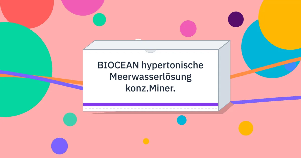 Symbolbild: Packung mit der Aufschrift BIOCEAN hypertonische Meerwasserlösung konz.Miner. (PZN 16939469) – Verfügbarkeit und Bezug in Apotheken in Frankfurt am Main