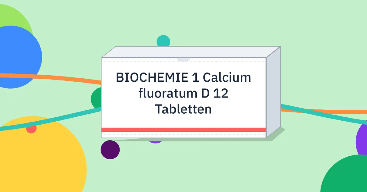 Symbolbild: Packung mit der Aufschrift BIOCHEMIE 1 Calcium fluoratum D 12 Tabletten (PZN 05955560) – Verfügbarkeit und Bezug in Apotheken in Frankfurt am Main