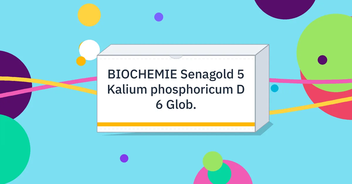 Symbolbild: Packung mit der Aufschrift BIOCHEMIE Senagold 5 Kalium phosphoricum D 6 Glob. (PZN 06827686) – Verfügbarkeit und Bezug in Apotheken in Frankfurt am Main