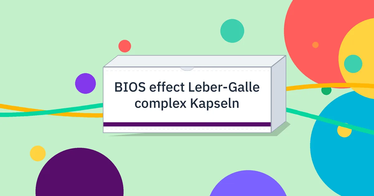 Symbolbild: Packung mit der Aufschrift BIOS effect Leber-Galle complex Kapseln (PZN 10145768) – Verfügbarkeit und Bezug in Apotheken in Frankfurt am Main