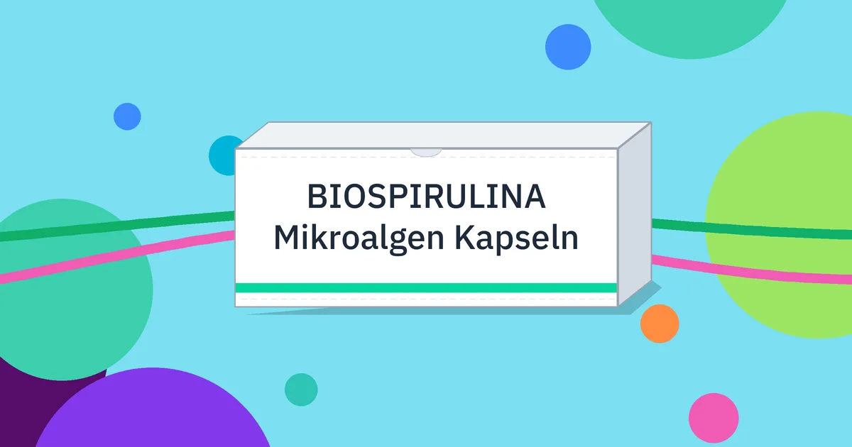 Symbolbild: Packung mit der Aufschrift BIOSPIRULINA Mikroalgen Kapseln (PZN 08405191) – Verfügbarkeit und Bezug in Apotheken in Frankfurt am Main