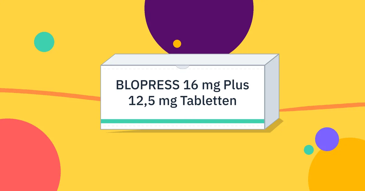 Symbolbild: Packung mit der Aufschrift BLOPRESS 16 mg Plus 12,5 mg Tabletten (PZN 18662960) – Verfügbarkeit und Bezug in Apotheken in Frankfurt am Main