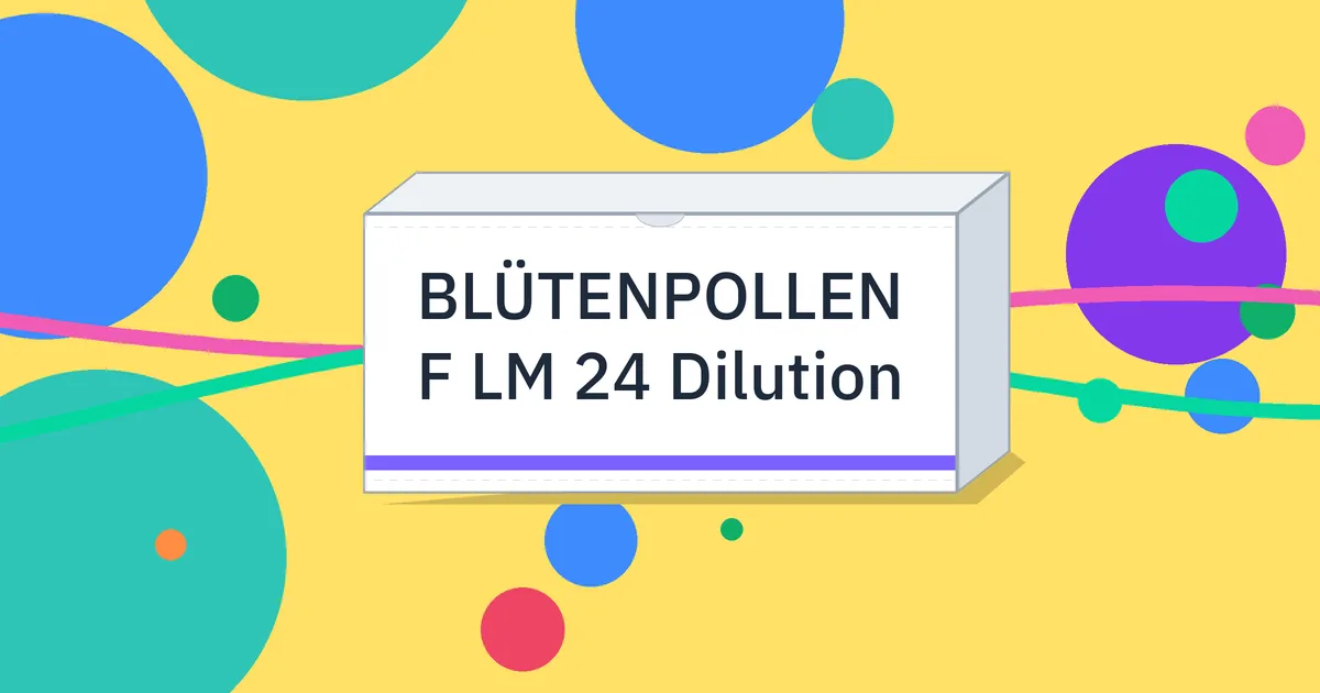 Symbolbild: Packung mit der Aufschrift BLÜTENPOLLEN F LM 24 Dilution (PZN 09650461) – Verfügbarkeit und Bezug in Apotheken in Frankfurt am Main