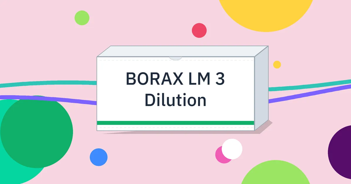 Symbolbild: Packung mit der Aufschrift BORAX LM 3 Dilution (PZN 12796010) – Verfügbarkeit und Bezug in Apotheken in Frankfurt am Main