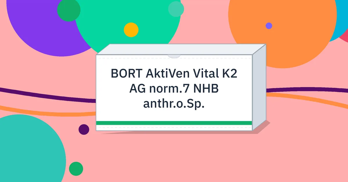 Symbolbild: Packung mit der Aufschrift BORT AktiVen Vital K2 AG norm.7 NHB anthr.o.Sp. (PZN 13734212) – Verfügbarkeit und Bezug in Apotheken in Frankfurt am Main