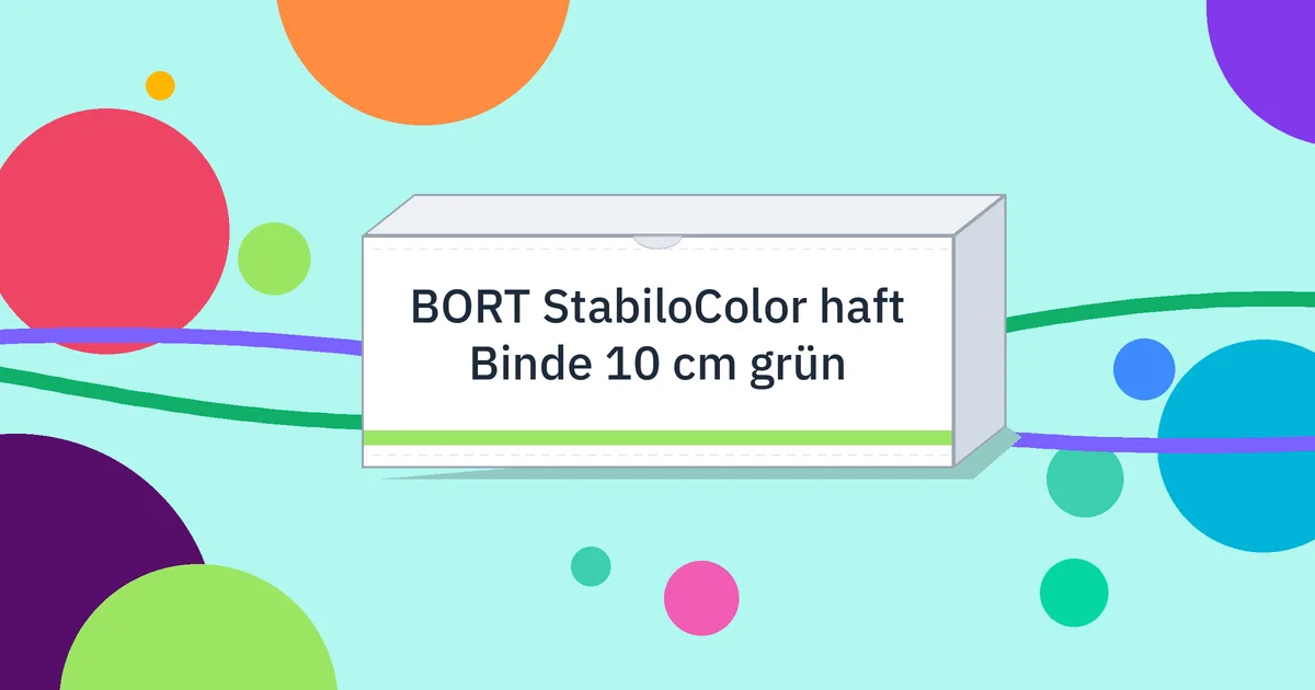 Symbolbild: Packung mit der Aufschrift BORT StabiloColor haft Binde 10 cm grün (PZN 08829330) – Verfügbarkeit und Bezug in Apotheken in Frankfurt am Main