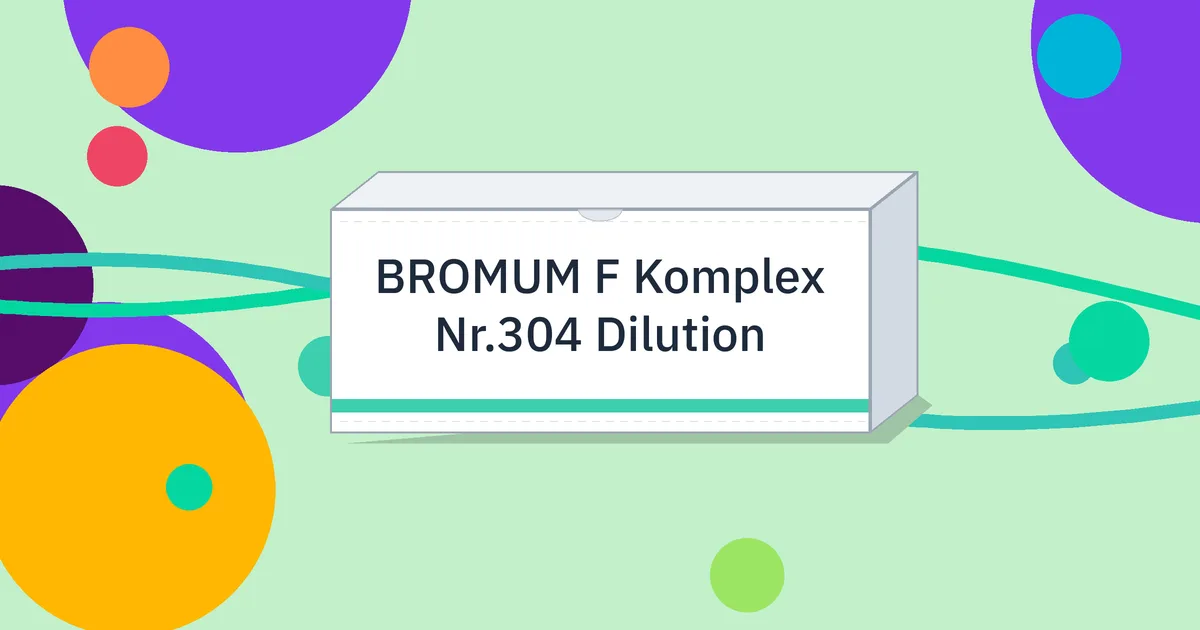 Symbolbild: Packung mit der Aufschrift BROMUM F Komplex Nr.304 Dilution (PZN 01013252) – Verfügbarkeit und Bezug in Apotheken in Frankfurt am Main