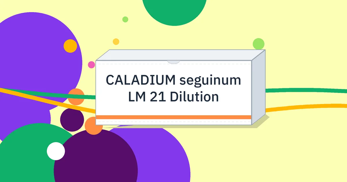 Symbolbild: Packung mit der Aufschrift CALADIUM seguinum LM 21 Dilution (PZN 13404070) – Verfügbarkeit und Bezug in Apotheken in Frankfurt am Main