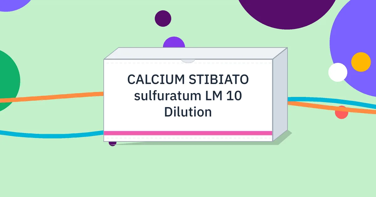 Symbolbild: Packung mit der Aufschrift CALCIUM STIBIATO sulfuratum LM 10 Dilution (PZN 12806518) – Verfügbarkeit und Bezug in Apotheken in Frankfurt am Main