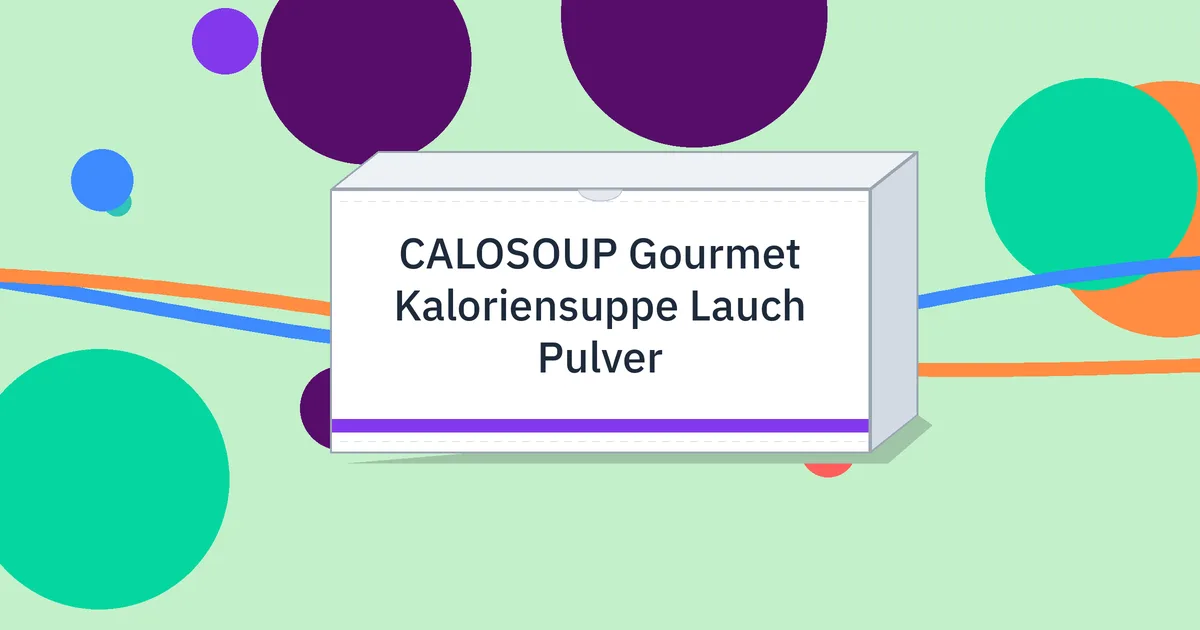 Symbolbild: Packung mit der Aufschrift CALOSOUP Gourmet Kaloriensuppe Lauch Pulver (PZN 19806349) – Verfügbarkeit und Bezug in Apotheken in Frankfurt am Main