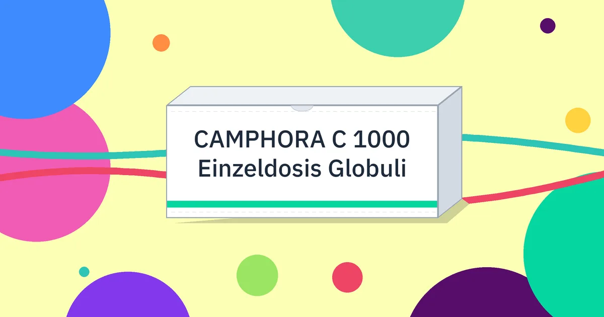 Symbolbild: Packung mit der Aufschrift CAMPHORA C 1000 Einzeldosis Globuli (PZN 03032064) – Verfügbarkeit und Bezug in Apotheken in Frankfurt am Main