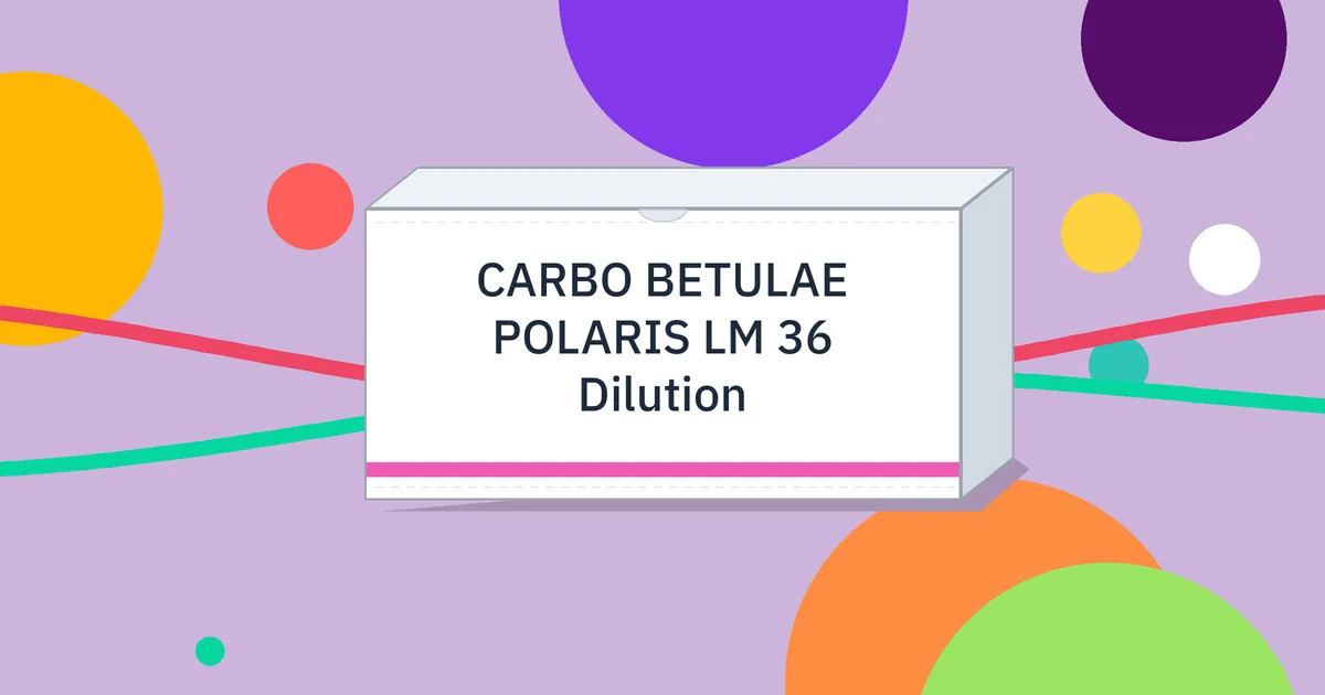 Symbolbild: Packung mit der Aufschrift CARBO BETULAE POLARIS LM 36 Dilution (PZN 13764443) – Verfügbarkeit und Bezug in Apotheken in Frankfurt am Main